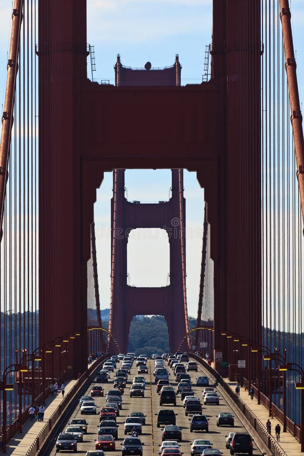 Cars Crossing the Golden Gate Bridge Stock Image - Image of golden ...