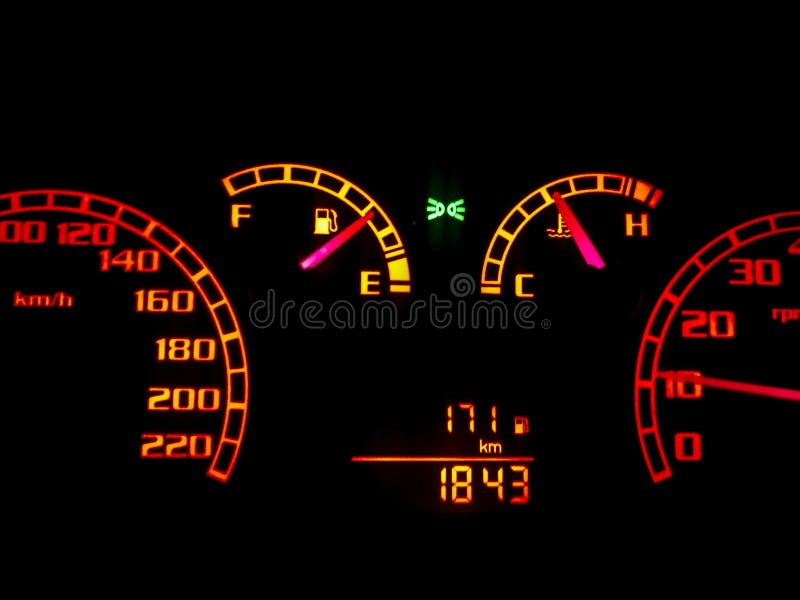 Cars Dashboard Panel Elements at Night Stock Image - Image of ...