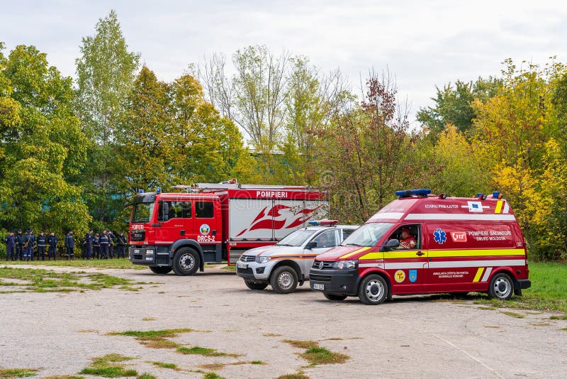 Cars of Different Services Raised on a Training Alert, Emergency Case ...