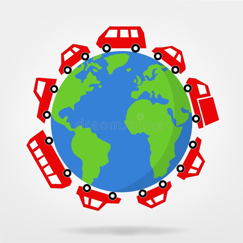 Cars Driving Around the World - Vector Graphic Stock Vector ...