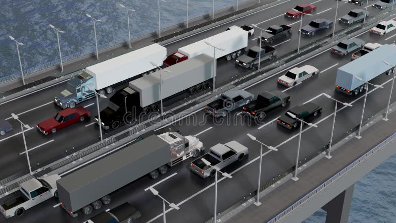 Cars Driving on a Bridge - View from the Above, Rotating Camera Stock ...