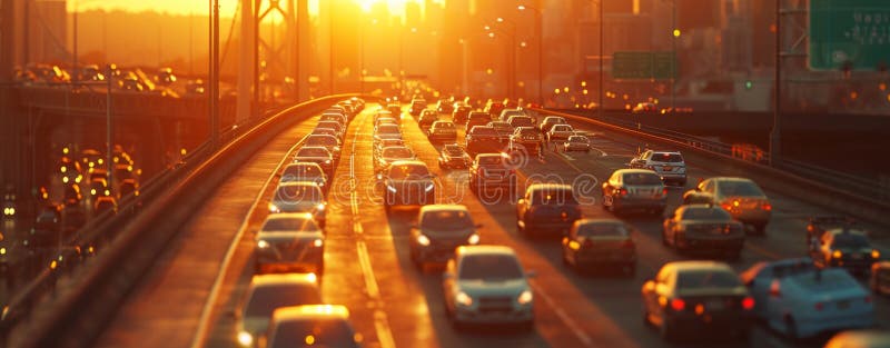 Cars Driving Down an Expressway in Sunset Travel Experience Stock Image ...