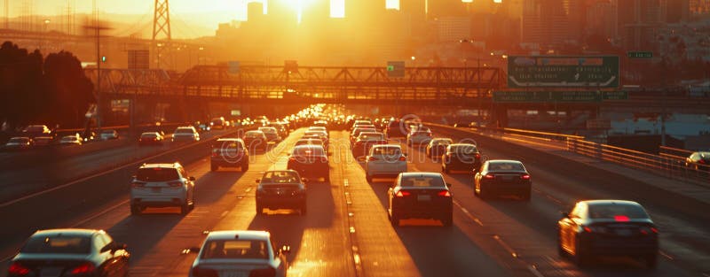 Cars Driving Down an Expressway in Sunset Travel Experience Stock Photo ...