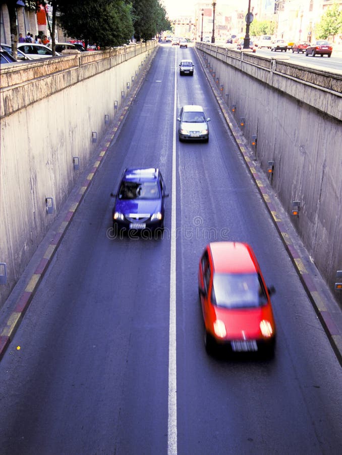 Cars Traveling On A Busy Highway In The Morning Stock Image - Image of ...