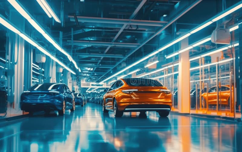 Cars in a Factory. Created by Generative Artificial Intelligence Stock ...