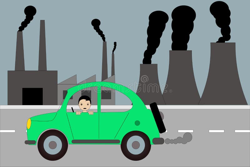 Cars Air Pollution. Polluted Air Environment At City, Vehicle Traffic ...
