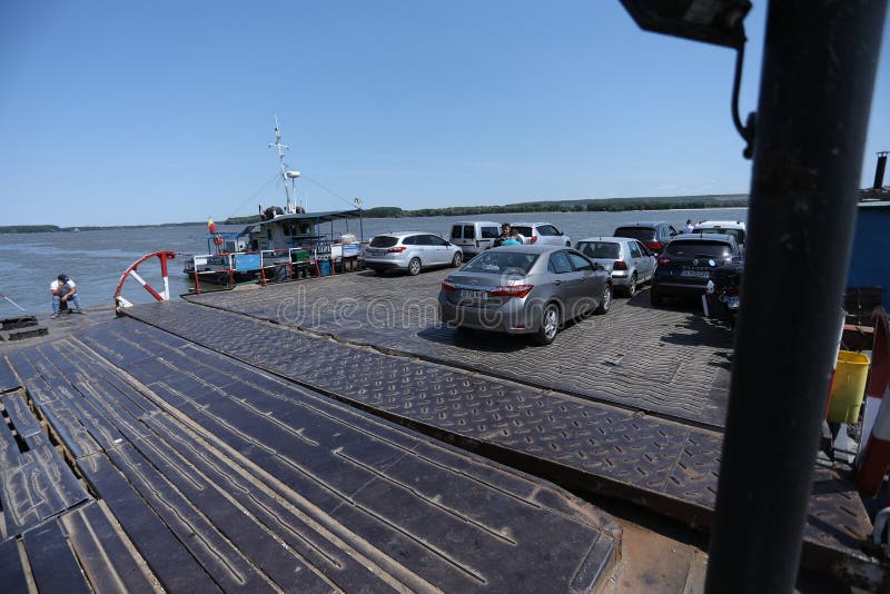 Old Ferry Crossing the River Editorial Stock Photo - Image of river ...