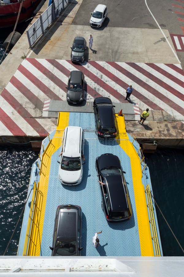 Cars on the ferry ramp editorial stock image. Image of holidays - 98475054