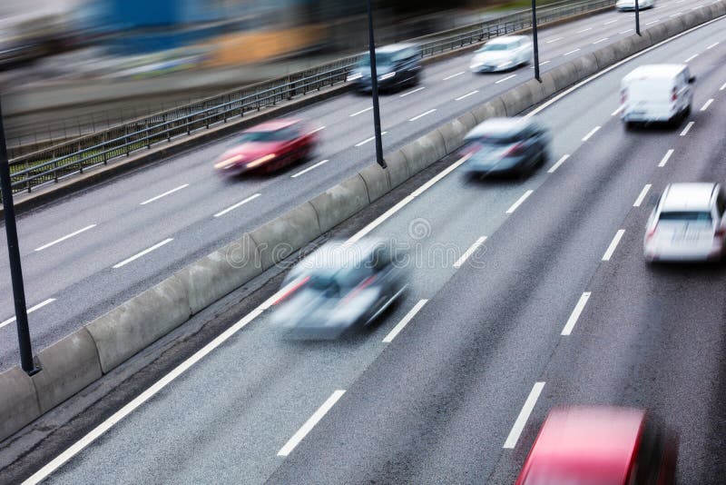 Cars on Freeway at High Speed Stock Image - Image of automobile ...
