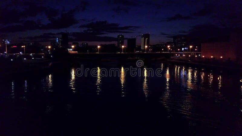 Cars Go Over the Bridge. Night City Stock Footage - Video of night ...