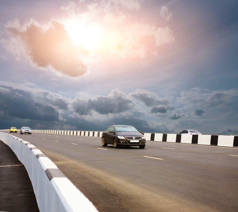 Cars going on the bridge stock image. Image of transport - 23079745