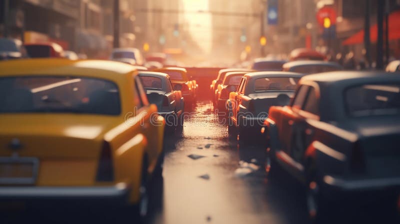 Cars on Highway in Traffic Jam. Generative AI Stock Illustration ...