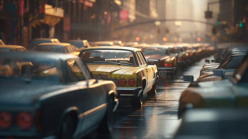 Cars on Highway in Traffic Jam. Generative AI Stock Illustration ...
