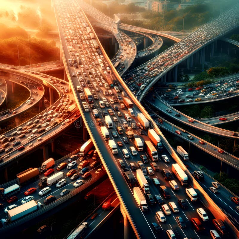 Cars on highways stock illustration. Illustration of scene - 319564559