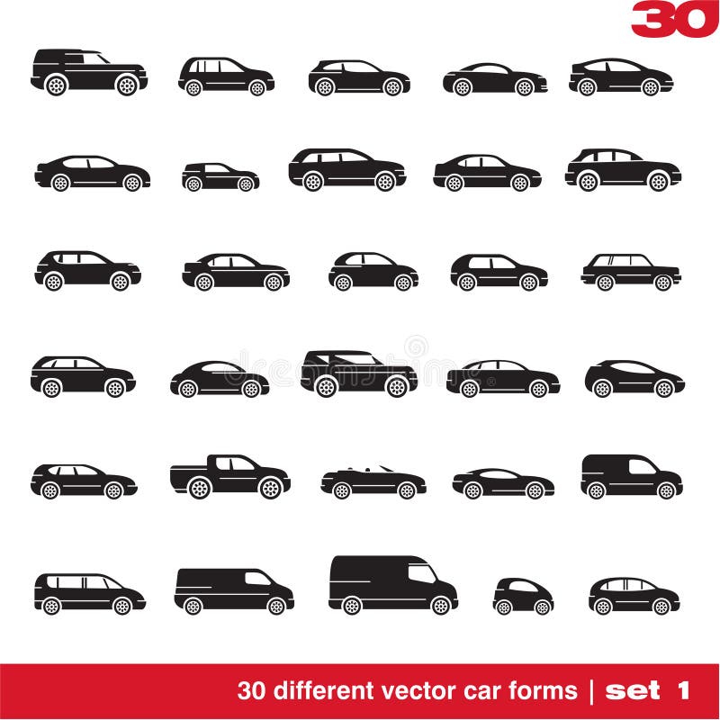 Cars icons set 1 stock vector. Illustration of minibus - 27550509