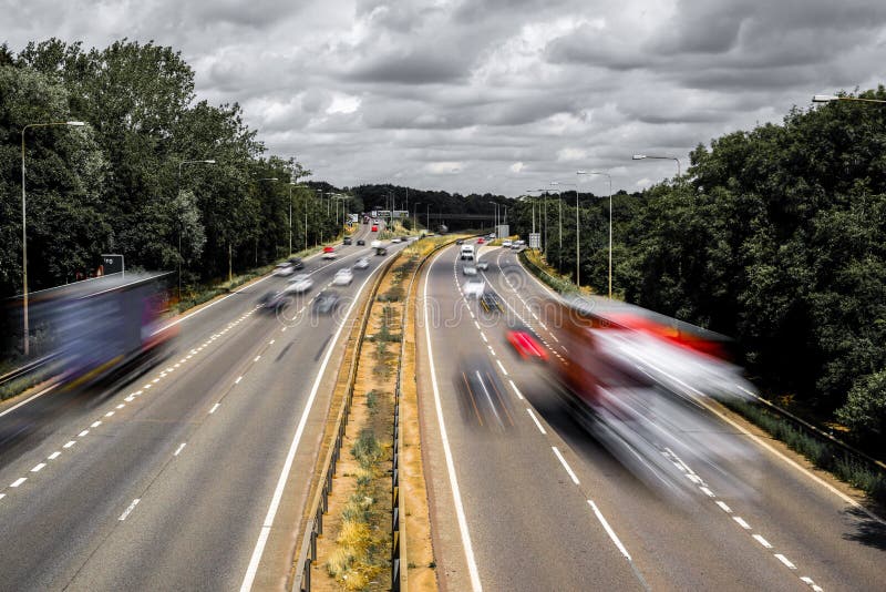 Cars and Lorries Drive in Busy Road Traffic Stock Photo - Image of ...