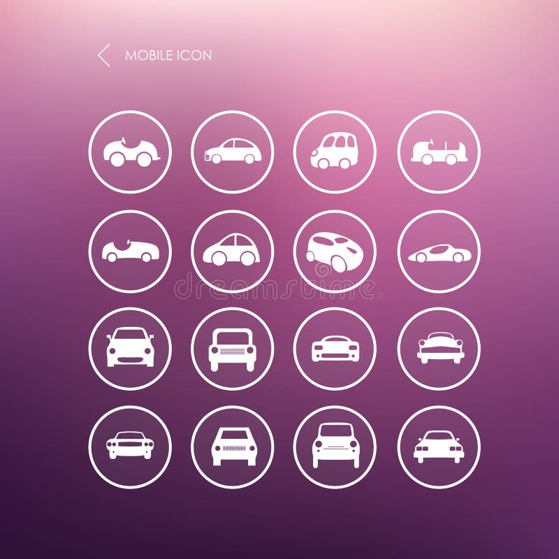 Cars Mobile Icons Set Different Car Forms. Stock Vector - Illustration ...