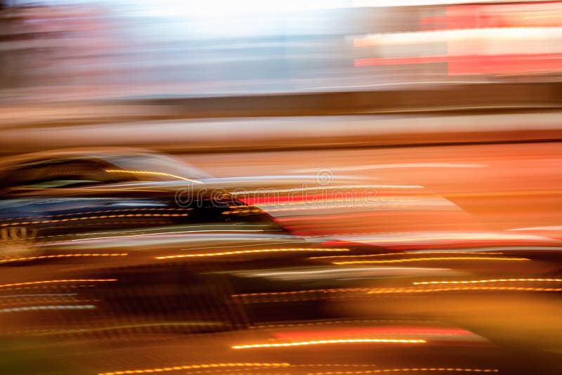 Cars in Motion in the Night City Stock Image - Image of blue, cars ...