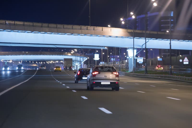 Cars move on the highway stock image. Image of modern - 98925759