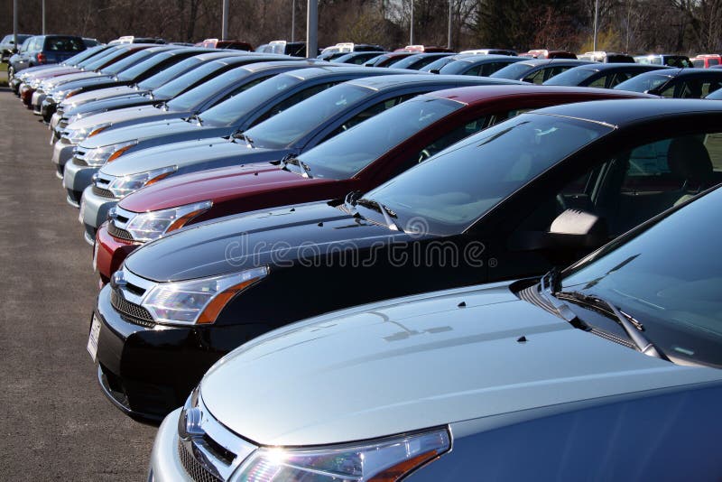 Cars in new car lot stock photo. Image of trade, lease - 2736028