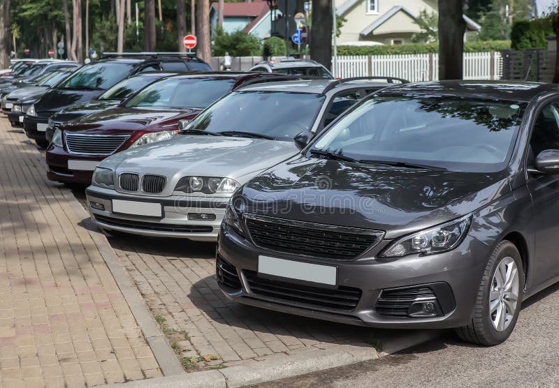 Cars on the Outside in the Parking Stock Image - Image of park, street ...