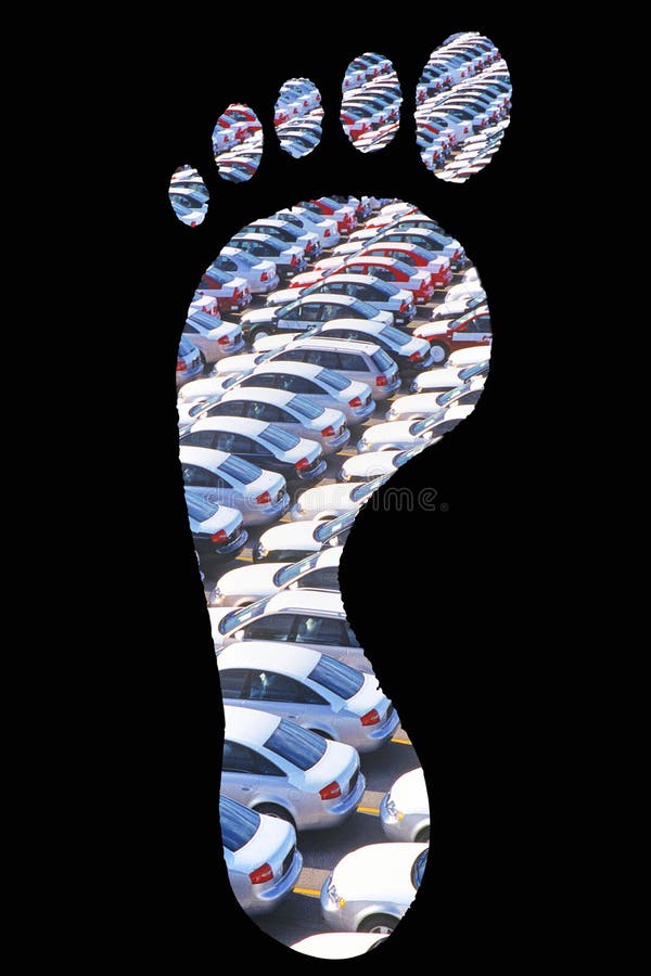 Cars Parked in Footprints Over Black Background Stock Image - Image of ...