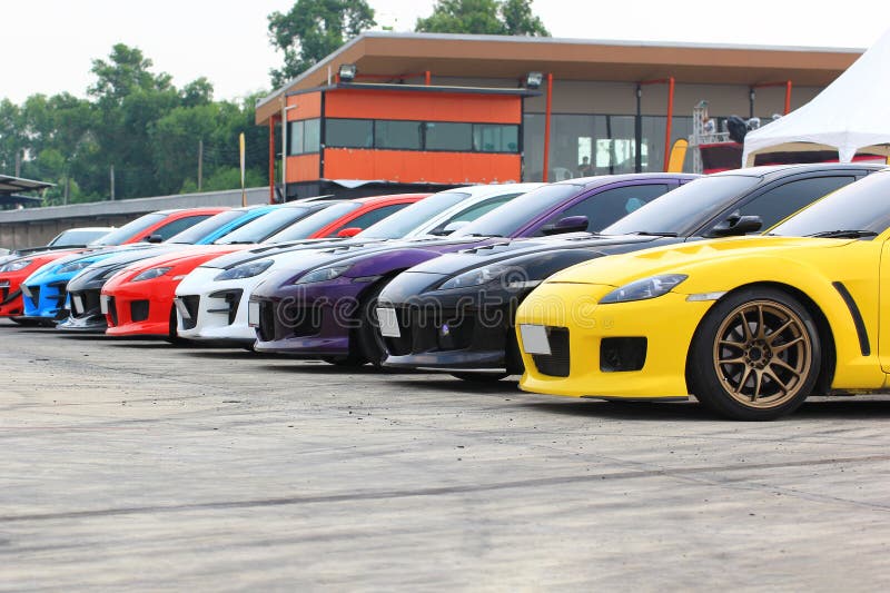 Cars Parked in the Race Track Stock Image - Image of cars, competition ...