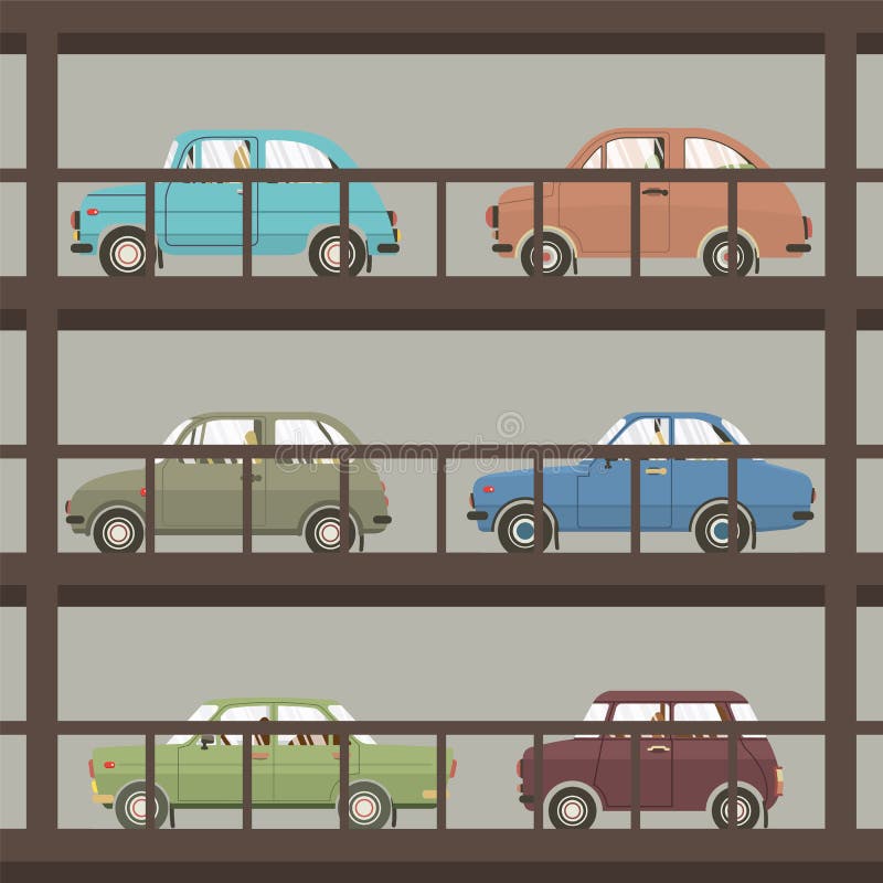 Cars in Parking Building. stock vector. Illustration of city - 62988917