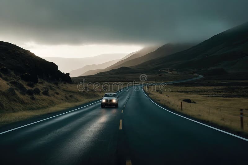 Cars Passing by Highway Wide Highway at Night Stock Image - Image of ...