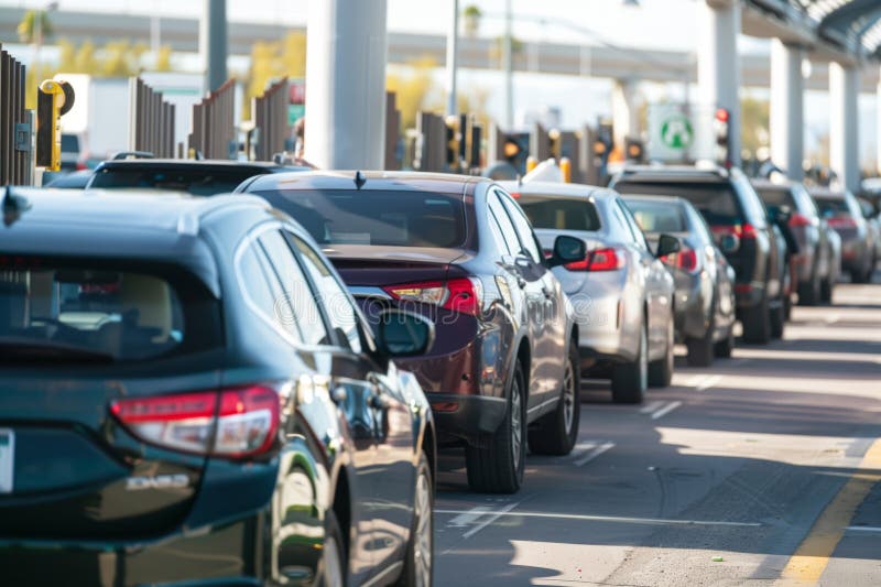 Cars Queuing at a Busy Border Checkpoint between States Stock Image ...
