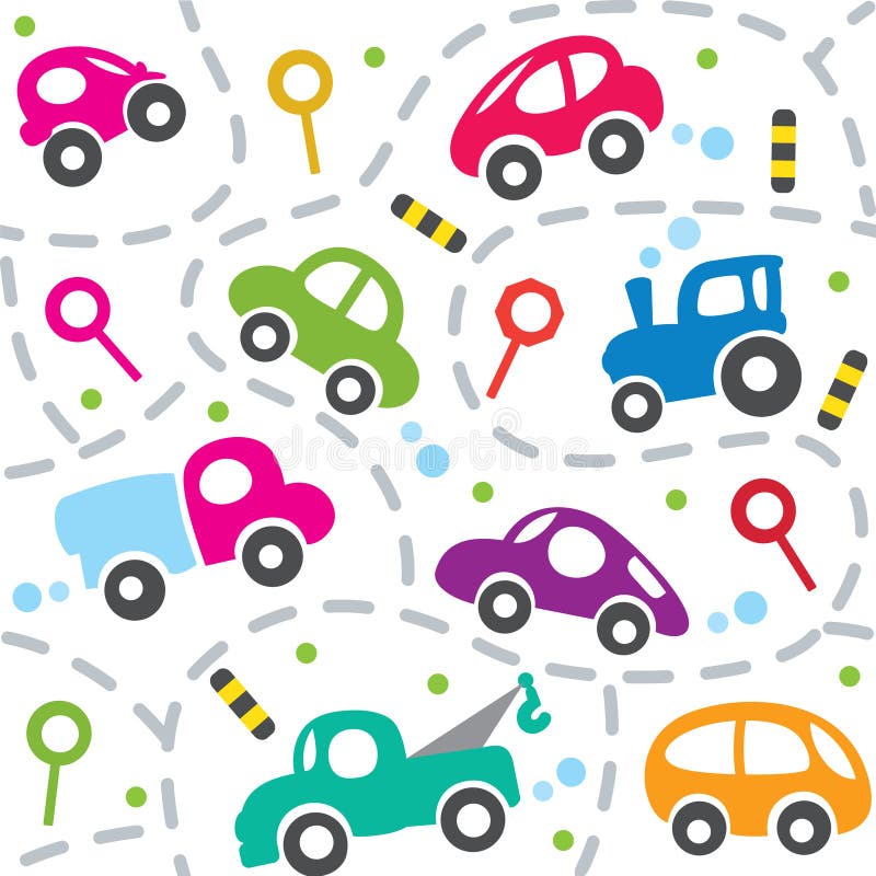 Seamless kids cars pattern stock vector. Illustration of game - 71470432