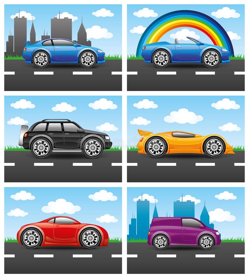 Cars on the road. stock vector. Illustration of motor - 39721814