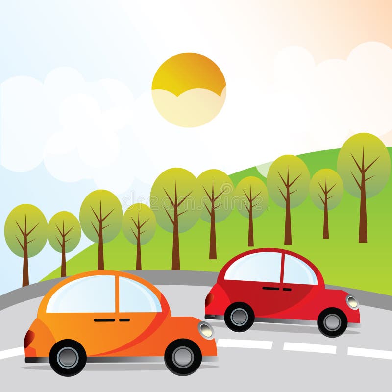 Cars on the Road. Vector Illustration Decorative Design Stock Vector ...