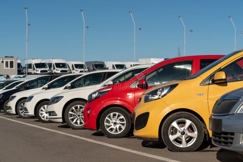 Cars in a Row. Used Car Sales Stock Photo - Image of sale, outdoor ...
