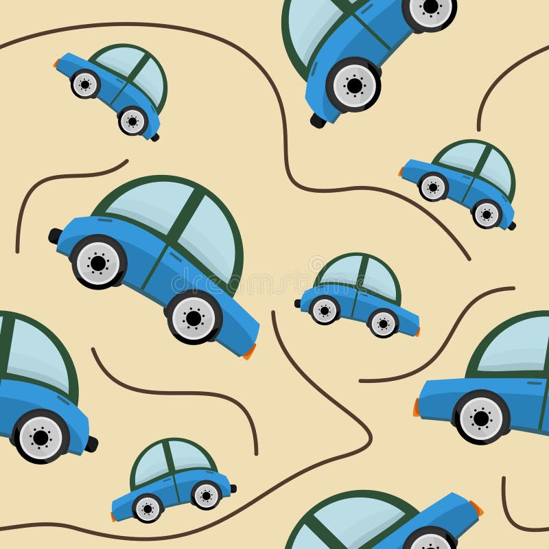 Classic Cars with Lines Vector Illustration Seamless Pattern Stock ...