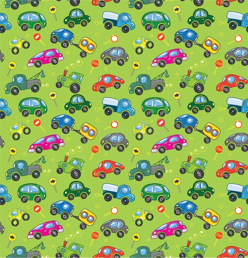 Cars. Seamless pattern. stock vector. Illustration of tractor - 39406886