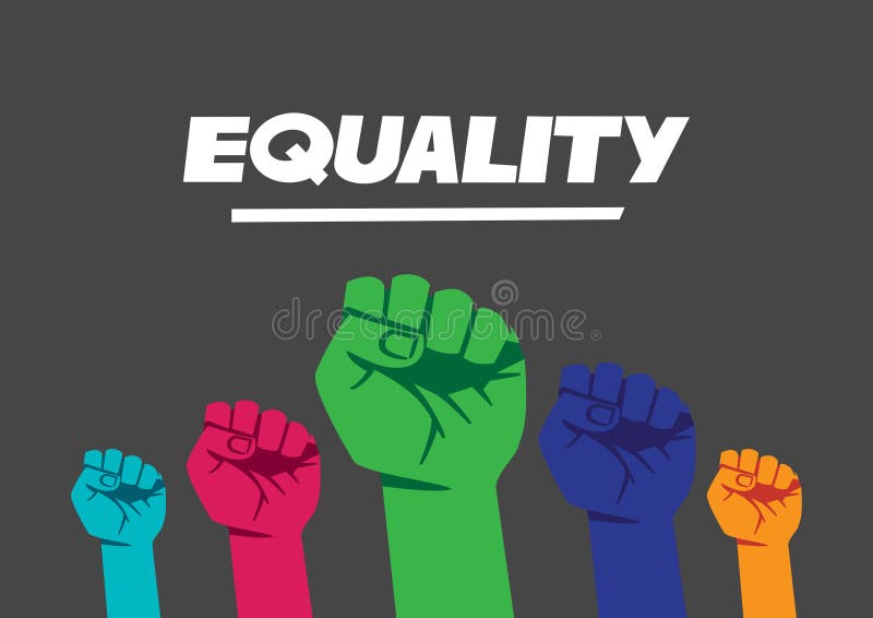 Raised Multi Color Fists Hand Rise for Equality Stock Illustration ...