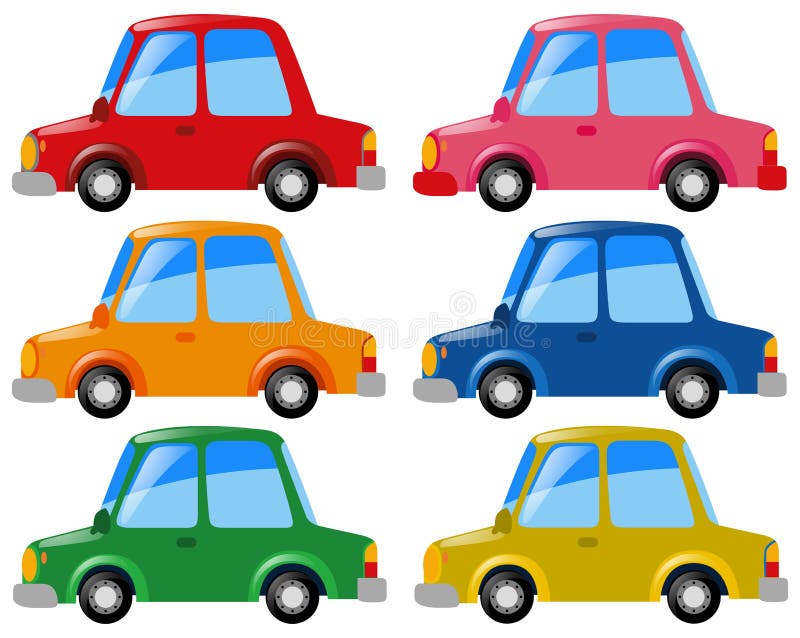 Cars in Six Different Colors Stock Vector - Illustration of alone ...