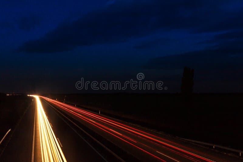 Red Lights Made from Fast Car in Highway Stock Photo - Image of night ...