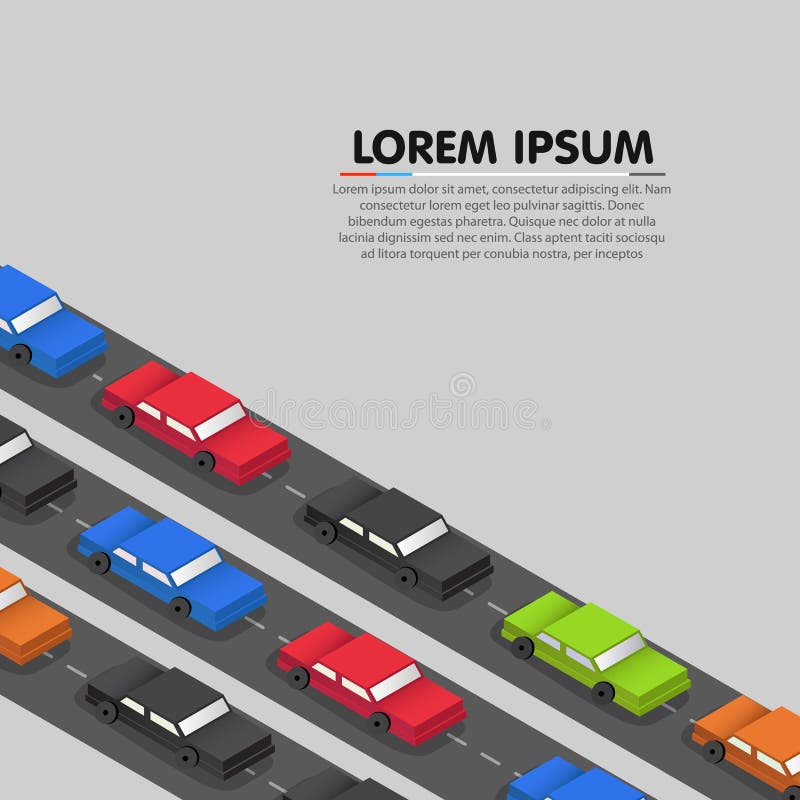Cars Standing in a Traffic Jam. Vector Stock Vector - Illustration of ...