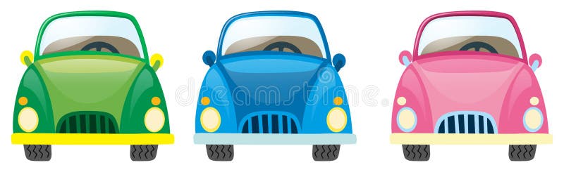 Cars in Three Different Colors Stock Illustration - Illustration of ...