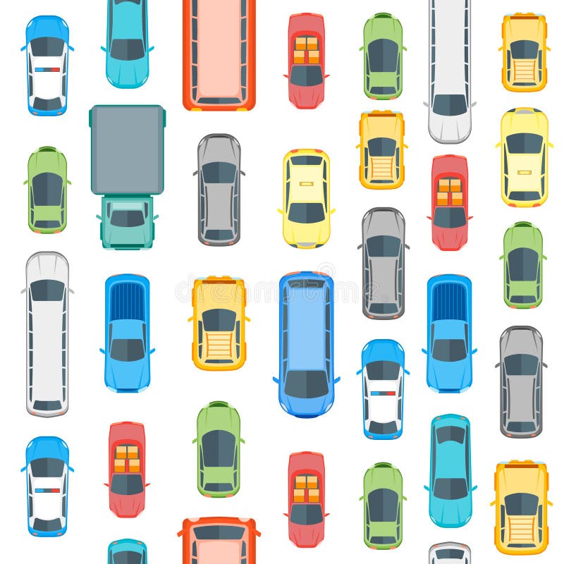 Cars Top View Background Pattern. Vector Stock Vector - Illustration of ...