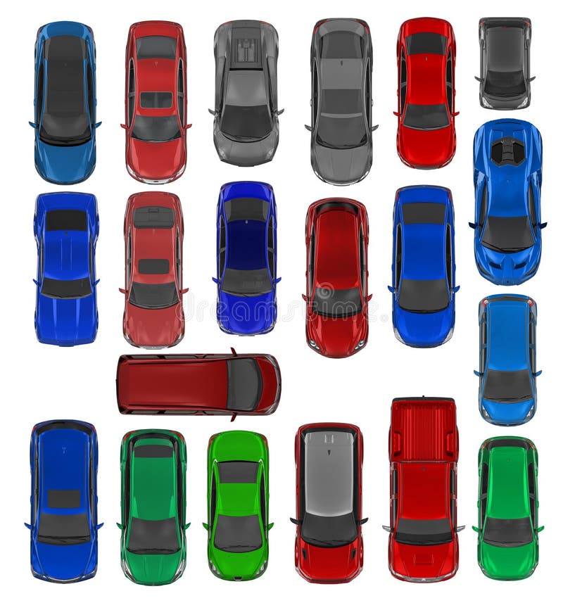 20 Cars top view renders stock illustration. Illustration of hatchback ...