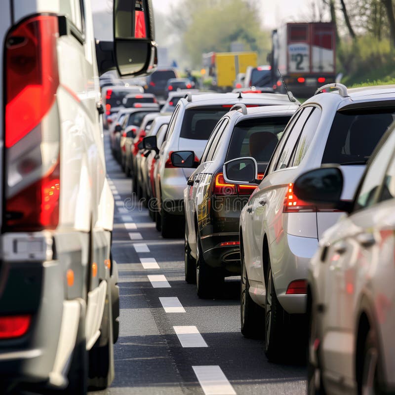 Cars, Traffic Jam in City during Rush Hour Stock Photo - Image of ...