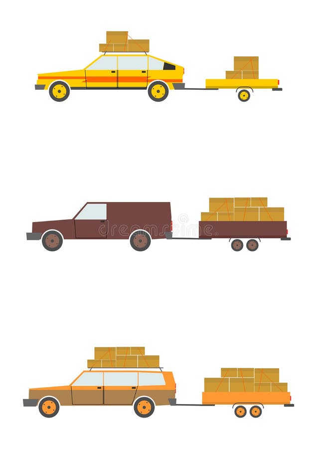 Cars with trailers stock vector. Illustration of automobile - 40227464