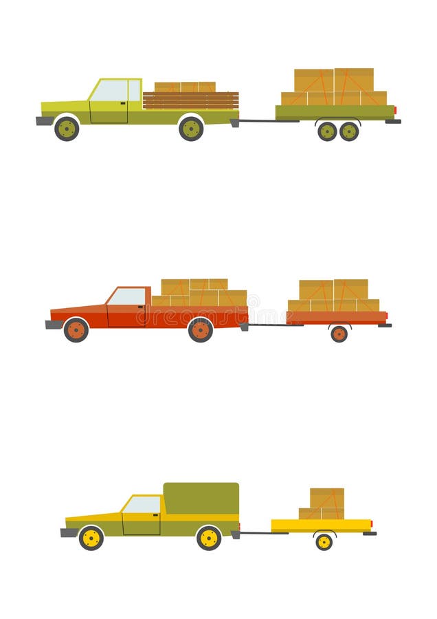 Cars with trailers stock vector. Illustration of colorful - 40227494