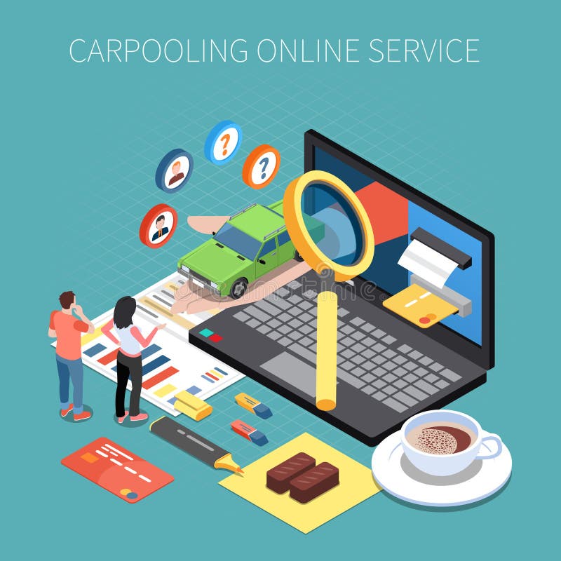 Carsharing and Carpooling Isometric Concept Stock Vector - Illustration ...