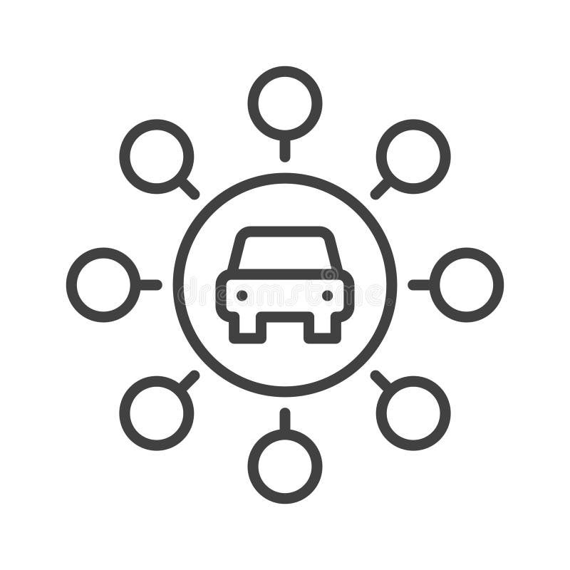 Carsharing Vector Round Concept Icon in Thin Line Style Stock Vector - Illustration of icon ...