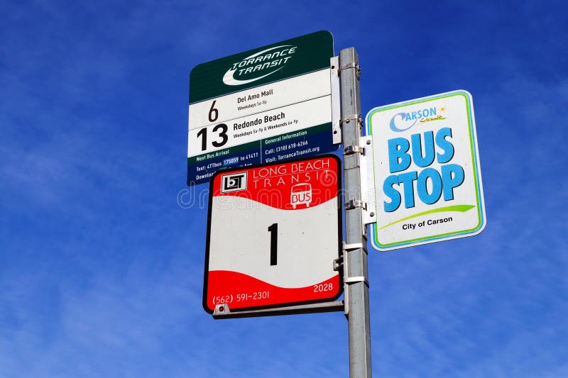 Carson, California: Bus Stop with Torrance Transit, Long Beach Transit ...