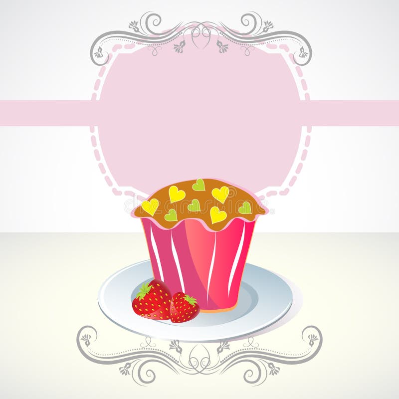 Quadro Do Vintage Com Queque Ilustração do Vetor - Ilustração de mola ...